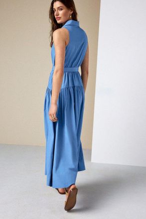 Next Maxikleid &Auml;rmelloses Hemdblusen-Midikleid mit G&uuml;rtel (1-tlg)