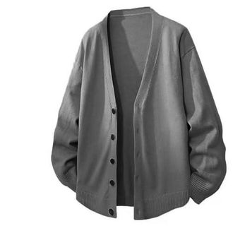 Generic NYSBH Cardigan &agrave; col en V pour homme avec boutons d&eacute;contract&eacute;s, gris fonc&eacute;, XL