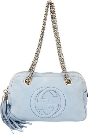 Gucci Crossbody Bags - Gucci Blue Nubuk Leather GG Soho Shoulder Bag - Gr. unisize - in Blau - f&uuml;r Damen