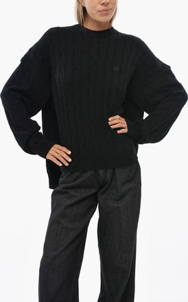 Balenciaga Relaxed-Fit Baumwoll-Zopfstrickpullover Mit Rundhalsausschnitt Und &Uuml;berschnittenen Schultern Balenciaga