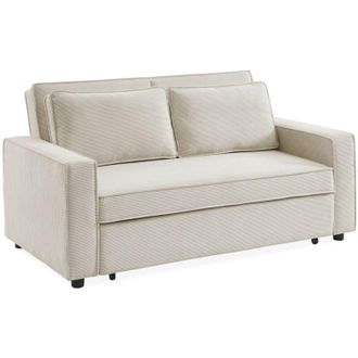 Sweeek 3-Sitzer Schlafsofa mit Cordbezug B 172,5 x T 91,5 x H 88,5cm - Chill, Cord, Creme