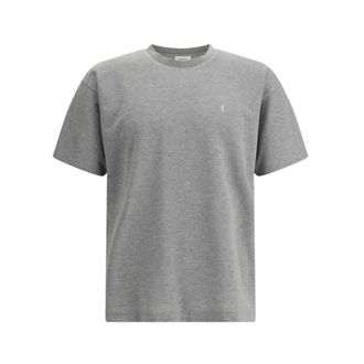 Saint Laurent Melange Logo Shirt - - Tops - Herren - Grau - M