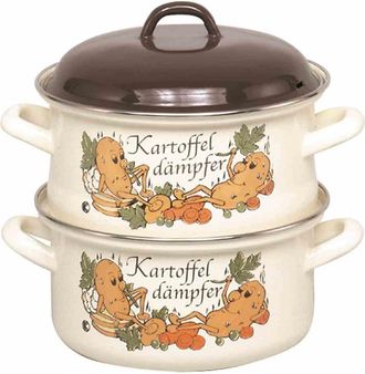 Kr&uuml;ger Kartoffeld&auml;mpfer 20cm, 3,5 Liter, Emailliert, mit Kartoffel-Dekor, f&uuml;r alle Herdarten geeignet, inkl. Induktion