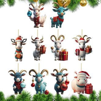 Generic Weihnachtsdekoration mit Ziege - Weihnachtsbaumschmuck f&uuml;r Haustiere 2D Ornament Anh&auml;nger mit Eichh&ouml;rnchen | rustikale saisonale Dekoration mit Tieren