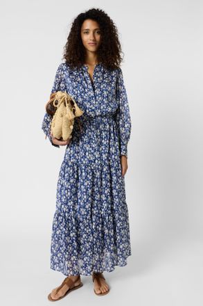 Gerard Darel Robe longue cintr&eacute;e &agrave; fleurs - RUVIA - Encre