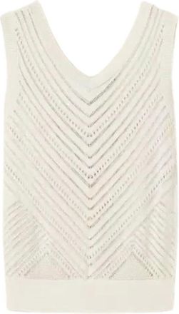 Twinset Femme, Pulls, Blanc, Taille: 38 FR Haut en maille &agrave; col en V