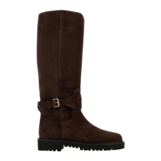 Valentino Garavani Femme, Chaussures, Brun, Taille: 41 EU Botte en cuir refendu VLogo Signature 40 mm