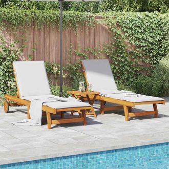 vidaXL Vidaxl - Sonnenliegen 2 Stk. mit Tisch Massivholz Akazie