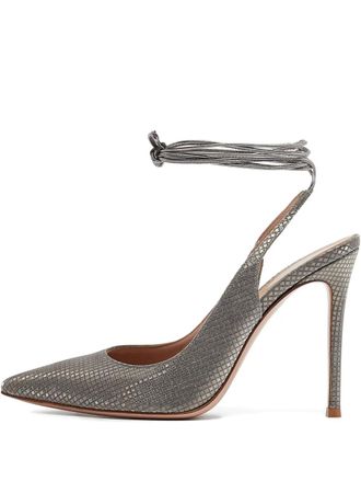 Gianvito Rossi escarpins en cuir &agrave; bride cheville 110 mm - Argent
