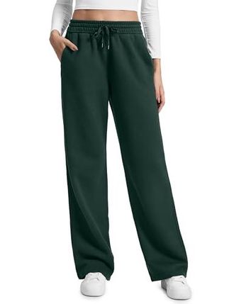 CRZ YOGA Femme Pantalon de Surv&ecirc;tement Quotidien Doublure en Coton et Polaire Chaud Doux Jambes Droites avec Poches L&eacute;gende Vert 40