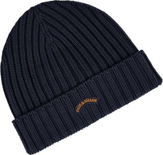 Paul & Shark Strickmütze aus Schurwolle mit Label-Aufnäher in