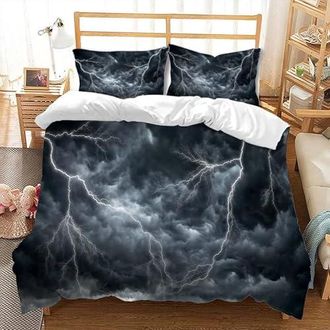Generic Housse de Couette 220x240 Nuages dorage Parure de Lit M&eacute;t&eacute;o Naturelle 3D Douce Respirante Microfibre Housse Couette 2 Personne avec Fermeture &Eacute;clair e