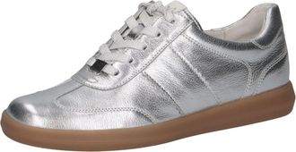 Caprice Damen Sneaker flach aus Leder Freizeit, Silber (Silver Metal.), 38.5 EU