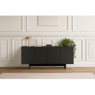 BOBOCHIC Buffet 4 portes 180 cm ESTEBAN formes géométriques Noir