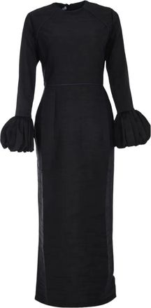 Baruni robe longue Talia à volants - Noir