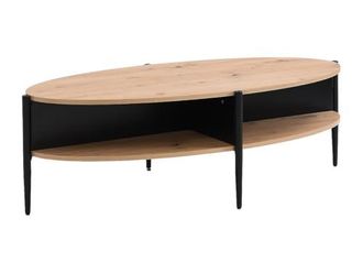 Vente-Unique Table Basse avec 4 niches en MDF et métal - Naturel Clair et Noir - EVARO