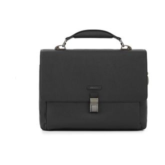 Piquadro Sac dordinateur 15-6 expansible &agrave; rabat - Homme - Sacs - Noir - Taille: ONE Size