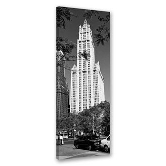 Feeby Leinwandbild New York Bild Kunstdruck City schwarz-weiß 25x70 cm