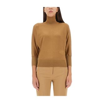 Max Mara Femme, Pulls, Beige, Taille: 40 FR Col roul&eacute; coupe classique &agrave; col montant