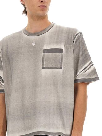 Alexander McQueen Cropped Cotton T-Shirt - Gray