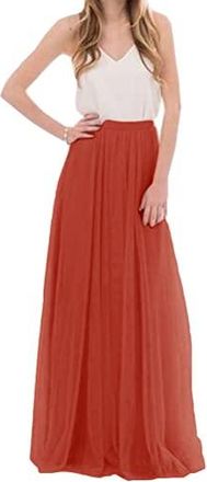 ORANDESIGNE Femme Jupe Longue Jupe Maxi pour Soirée Mariage Haute Taille Tulle Élastique Jupe 18 M