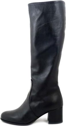 OSVALDO PERICOLI Bottes pour femme au genou en cuir noir, talon moyen bas 5 cm, Made in Italy, ST01, Noir, 38 EU