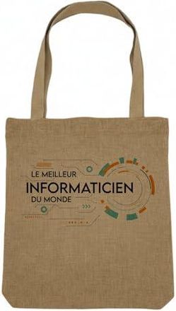 Fabulous Sac Shopping Tote Bag Aspect Lin - Le Meilleur Informaticien du Monde Informatique Ordinateur - Sac de Courses Toile Epaisse 360g Beige Naturel Cabas 