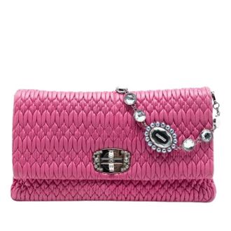 Miu Miu Sac bandouli&egrave;re Miu Miu Pre-owned en cuir nappa pliss&eacute; - Femme - Pre-owned - Rose - Taille: ONE Size