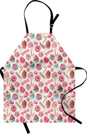 Abakuhaus Zuckerstange Kochsch&uuml;rze, Leckerer s&uuml;&szlig;er Lollipop-S&uuml;&szlig;igkeits-Makronen-Kleiner Kuchen und Donut auf Tupfen-Muster, Farbfest H&ouml;henverstellbar Waschbar K