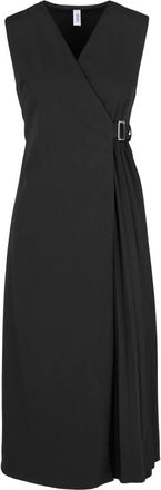 Bomboogie Femme, Robes, Noir, Taille: 40 FR Longue robe portefeuille en m&eacute;lange de laine avec ceinture