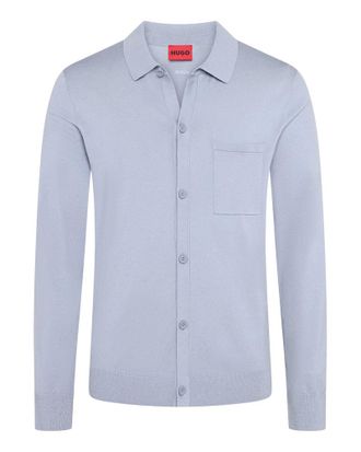 HUGO BOSS Strickjacke in Overshirt-Optik mit Umlegekragen in