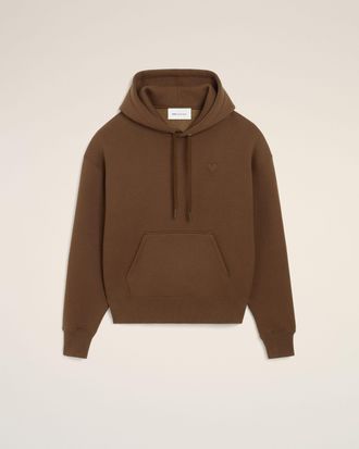 Ami Ami Paris - Hoodie marron en coton Ami de Coeur emboss&eacute; Marron Chocolat - Taille : XXXL - Unisex