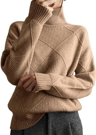 Generic Pull pour femme en tricot surdimensionn&eacute; &agrave; col roul&eacute; - Design tendance - Manches longues - Confortable - Doux et chaud - Pour lautomne et lhiver, a, X