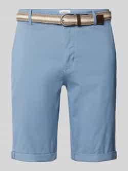 Lindbergh Slim Fit Bermudas mit G&uuml;rtel