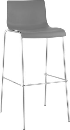 Clp Barhocker Hover ergonomisch, mit R&uuml;ckenlehne & Fu&szlig;st&uuml;tze, 4-Fu&szlig;-Gestell, Pflegeleichte Kunststoffsitzschale bis 150 kg belastbar, Farbe:grau, Gestell 