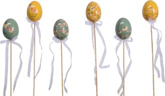 Kaemingk fröhlich Bunte Kunststoff-Dekoeier als Blumenstecker Preis für Set a 6 Stück