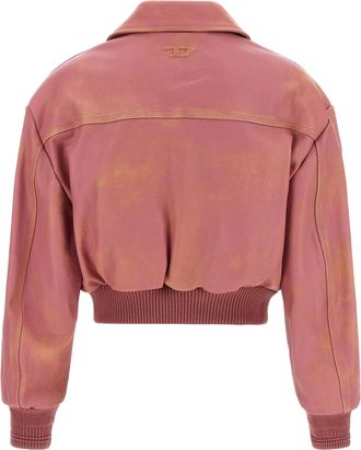 Diesel Cropped Lambskin Aviator Jacket - Pink