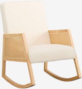 Sklum Sklum - Fauteuil à bascule en rotin et peau de mouton Tivisa