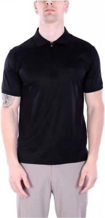Emporio Armani Homme, Tops, Noir, Taille: 2XL Polo Halfzip