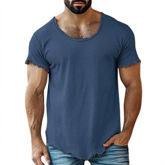 Generic T-shirt basique pour homme - Noir - Col rond - T-shirt de sport pour homme - Respirant - Manches longues - Ourlet ray&eacute; - T-shirt dentra&icirc;nement respira
