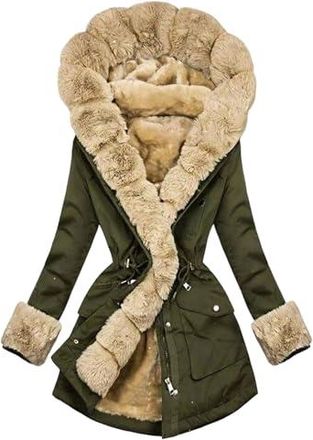 Generic Manteau bouffant avec capuche pour femme - Veste matelass&eacute;e chaude pour lhiver - Manteau long pour femme - V&ecirc;tement dext&eacute;rieur &eacute;pais, vert a, 3XL