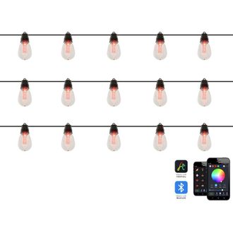 Beliani Led Girlande Bunt pvc 1150 cm 15 Lichter rgb Farbwechsel mit Fernbedienung App-Steuerung Timer Schalter Outdoor Indoor f&uuml;r Weihnachtsbaum