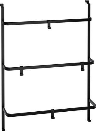 Clp Handtuchhalter Lenexa zum Einhängen I Tür-Hängeregal ohne Bohren I Badetuchhalter dreistufig mit Vier Haken I aus Metall, Farbe:schwarz