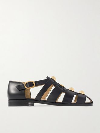 Valentino Garavani Vlogo Sandalen Aus Leder Mit Nieten - Schwarz