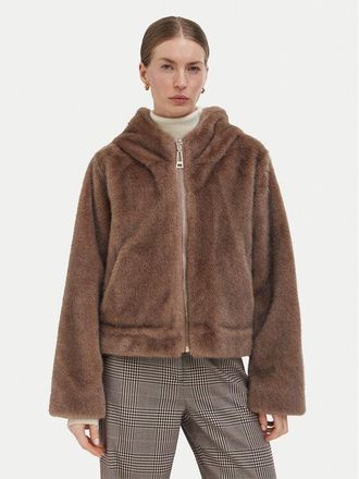 Liu Jo Pelzmantel TF6005 E1135 Hellbraun Regular Fit