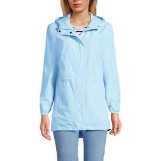 Lands End Wasserdichte Regenjacke mit Packfach, Damen, Gr&ouml;&szlig;e:48-50 regular, Blau, Polyester, by Lands End