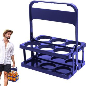 Generic Milchflaschenhalter - ABS, 6-Loch, faltbares Design | Wiederverwendbare Getränkeflasche mit Griff | Tragbarer Weinflaschenhalter für Milch, Saft, Bier