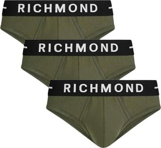 John Richmond Homme, Sous-v&ecirc;tements, Vert, Taille: L Tripack slip vita bassa in cotone pettinato