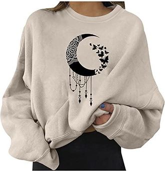 Generic Sweat Femme Imprimé Kawaii Sweatshirt Ado Fille Femme Sweat-Shirt Col Rond Imprimé Collège Style Manches Longues Et Col Rond pour Femmes Femmes Blouse