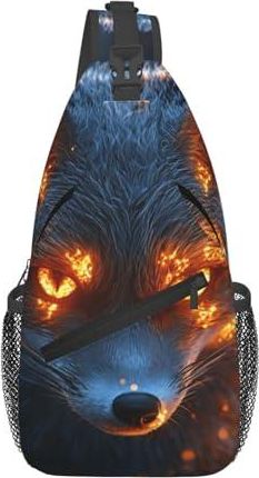 Generic Sac &agrave; dos &agrave; bandouli&egrave;re avec motif renard aux yeux de flamme, sac &agrave; dos de voyage pour homme, sac &agrave; dos de randonn&eacute;e